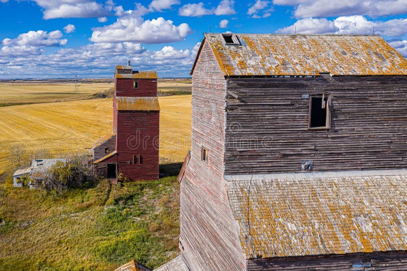 Drone View of the Lepine Grain Elevators before the Yellow Field Under ... Drone View of the Lepine Grain Elevators before the Yellow Field Under ...