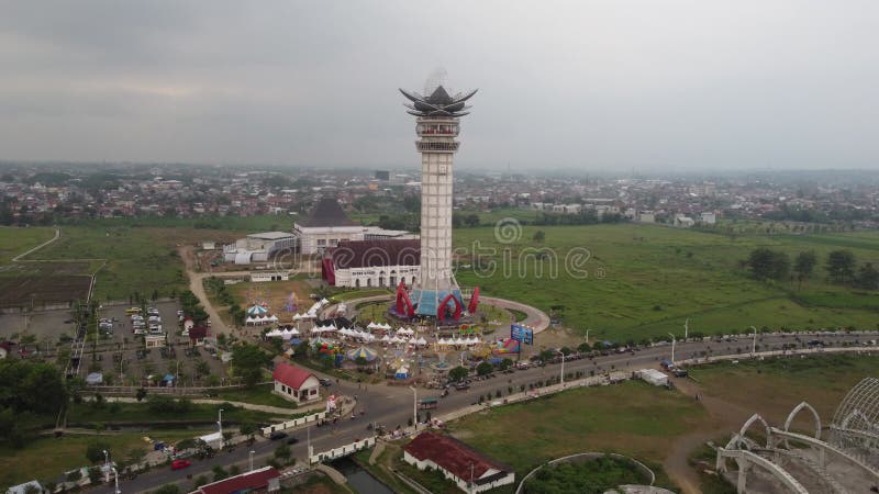 The Drone View of Lotus Tower in Banyumas Regency Stock Video - Video ...