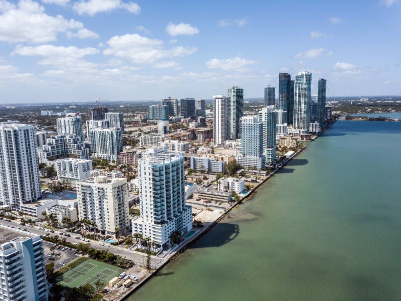 Drone View on the Miami Skyline Stock Photo - Image of state, street ...