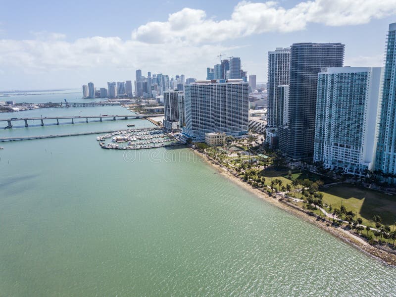 Drone View on the Miami Skyline Stock Photo - Image of attractive ...