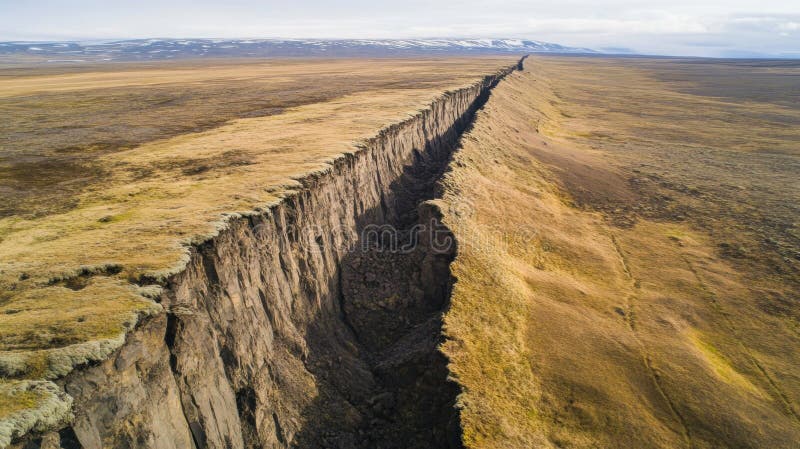 Drone View of the Mid-Atlantic Ridge Fault Line in Iceland Stock ...