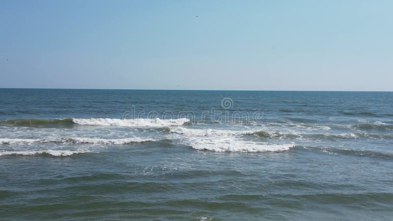 Drone View of the Ocean from Gilgo Beach Moving East Slow Stock Video ...