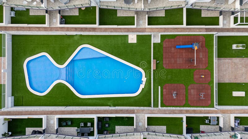 Drone View Pool Playground Residential Complex Stock Photos - Free ...