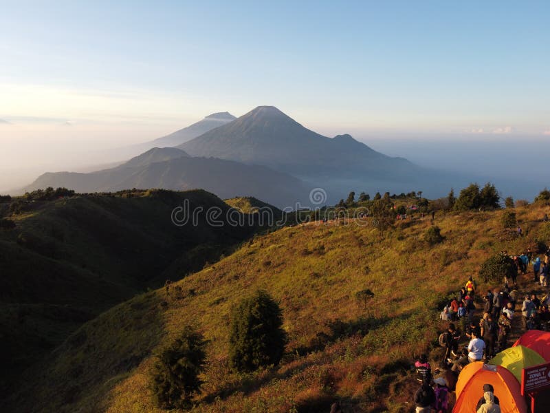 The Drone View of Prau Mountain in Wonosobo Regency Editorial Stock ...