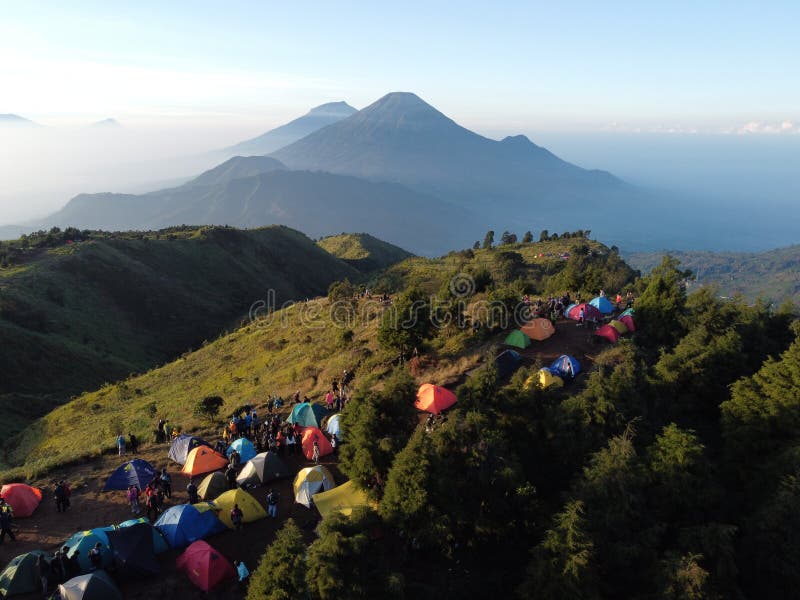The Drone View of Prau Mountain in Wonosobo Regency Editorial Stock ...