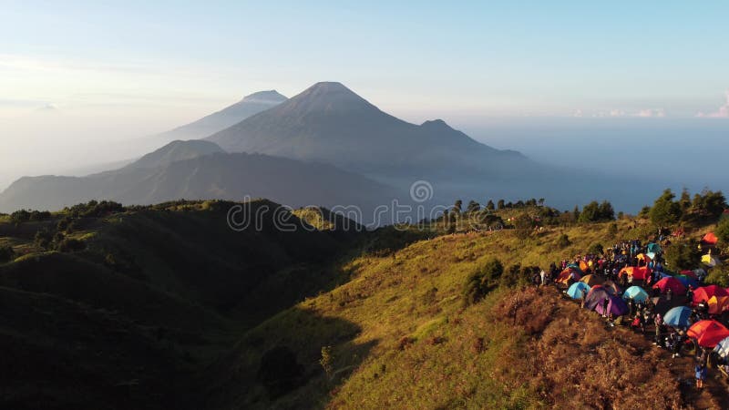 The Drone View of Prau Mountain in Wonosobo Regency Stock Footage ...
