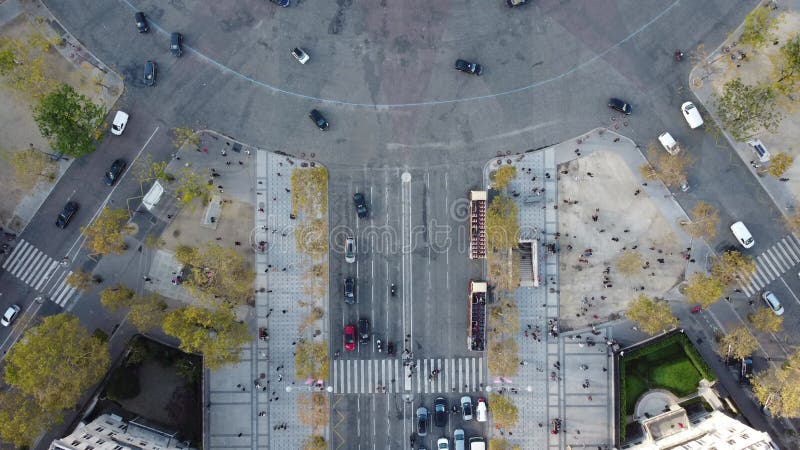 A Drone View of the Public Spaces Around the Arc De Triomphe in Paris ...