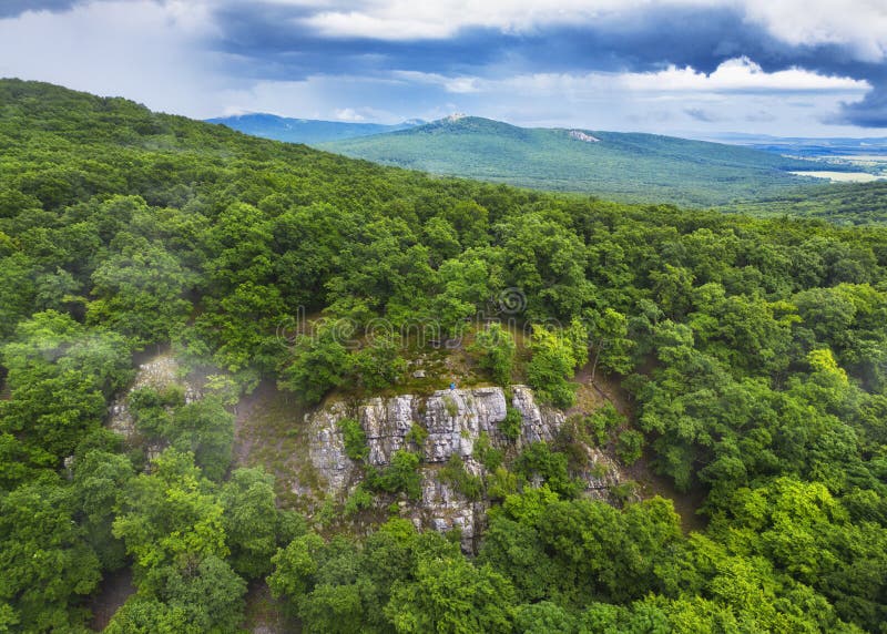 Drone View of Rocks and Forest Landscape after Rain, Slovakia Stock ...