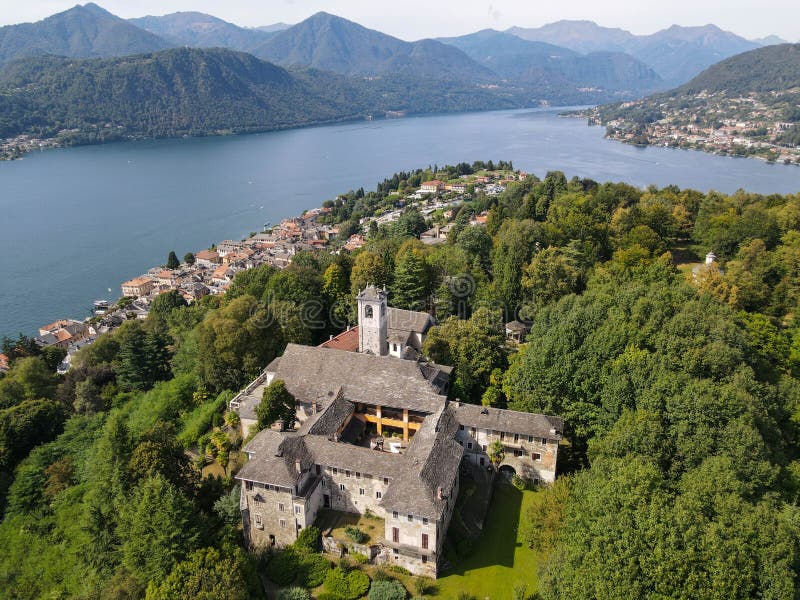 Drone View at the Sacred Mount Orta in Italy Stock Image - Image of ...