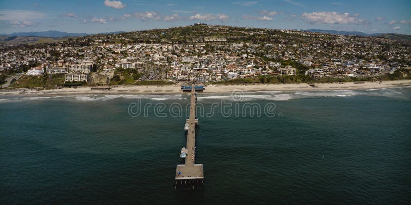 Drone View of San Clemente Beach and Ocean with Pier Stock Photo ...