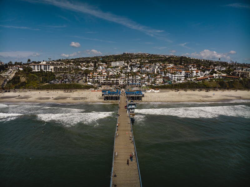 Drone View of San Clemente Beach and Ocean with Pier Stock Image ...