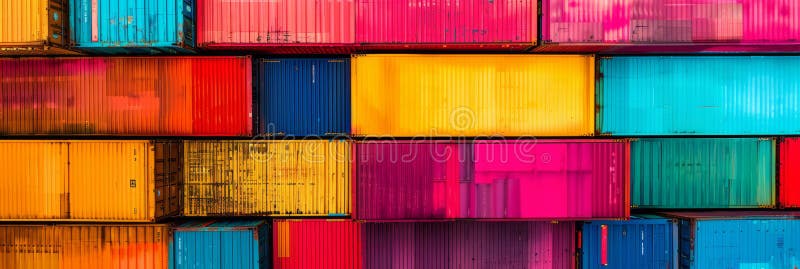 Drone View of a Shipping Container Storage Yard with Containers Stacked ...