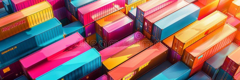 Drone View of a Shipping Container Storage Yard with Containers Stacked ...