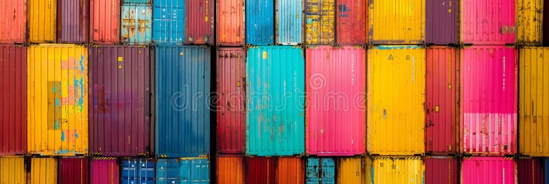 Drone View of a Shipping Container Storage Yard with Containers Stacked ...