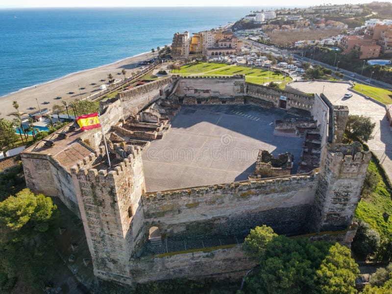 Drone View at Sohail Castle on Fuengirola, Spain Stock Image - Image of ...