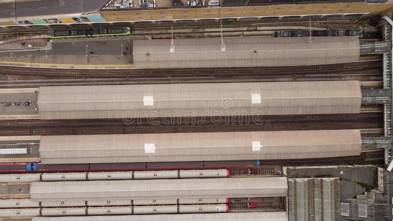 Drone View of the Train Platform at Wimbledon Station in London. Stock ...