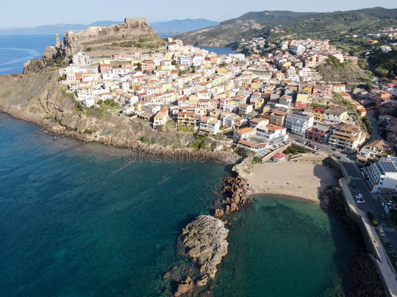 Drone View at the Village of Castelsardo on Sardinia, Italy Stock Image ...