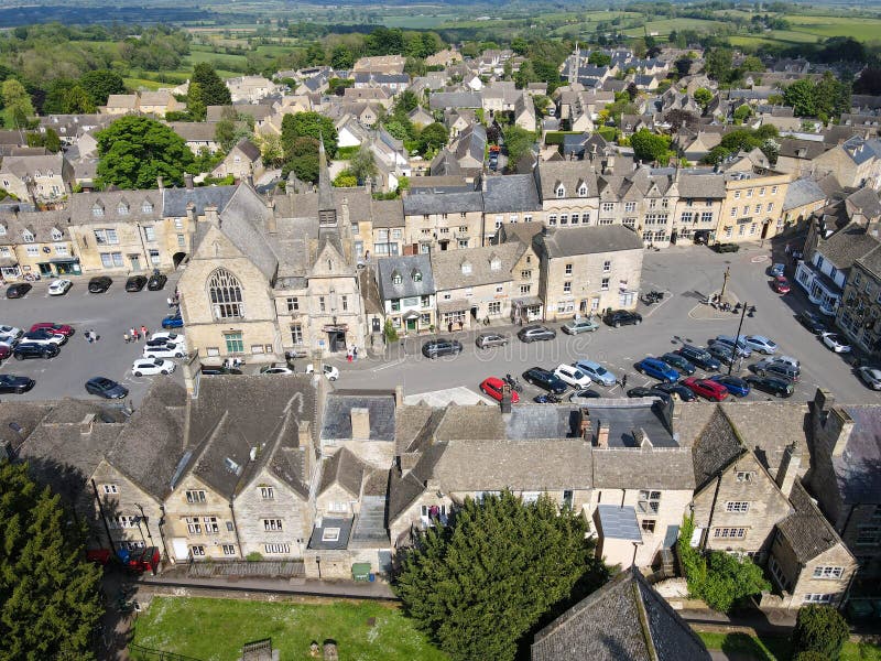 Drone View at the Village of Stow on the Wold in England Stock Photo ...