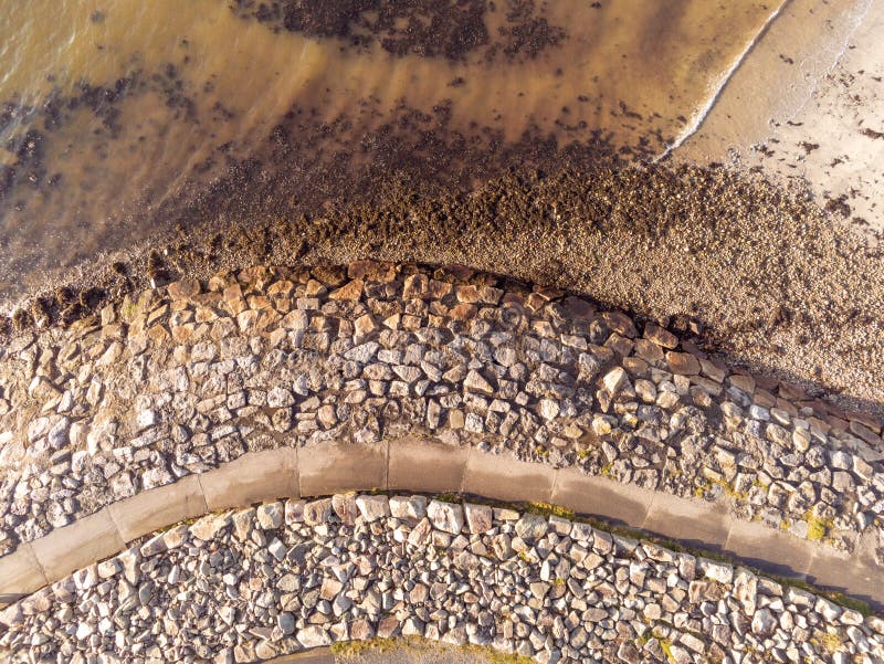 Drone View, Walking Path by a Sea Coast. Stock Photo - Image of ...