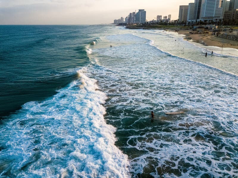 Drone View of Surfer Facing the Waves Stock Photo - Image of surfer ...