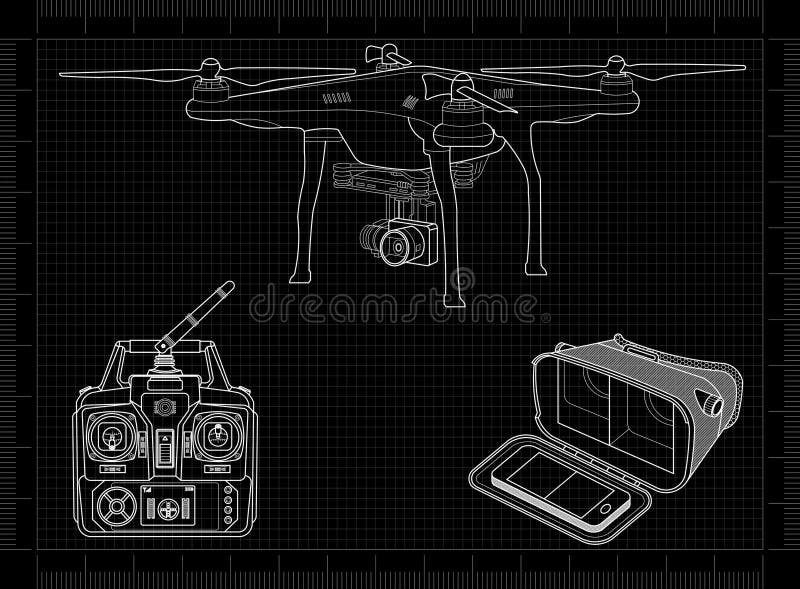 Drone with VR gear stock illustration. Illustration of smartphone ...