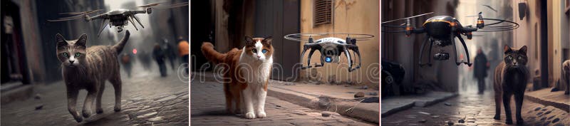 Drone Walking a Cat Created with Generative Ai Stock Illustration ...