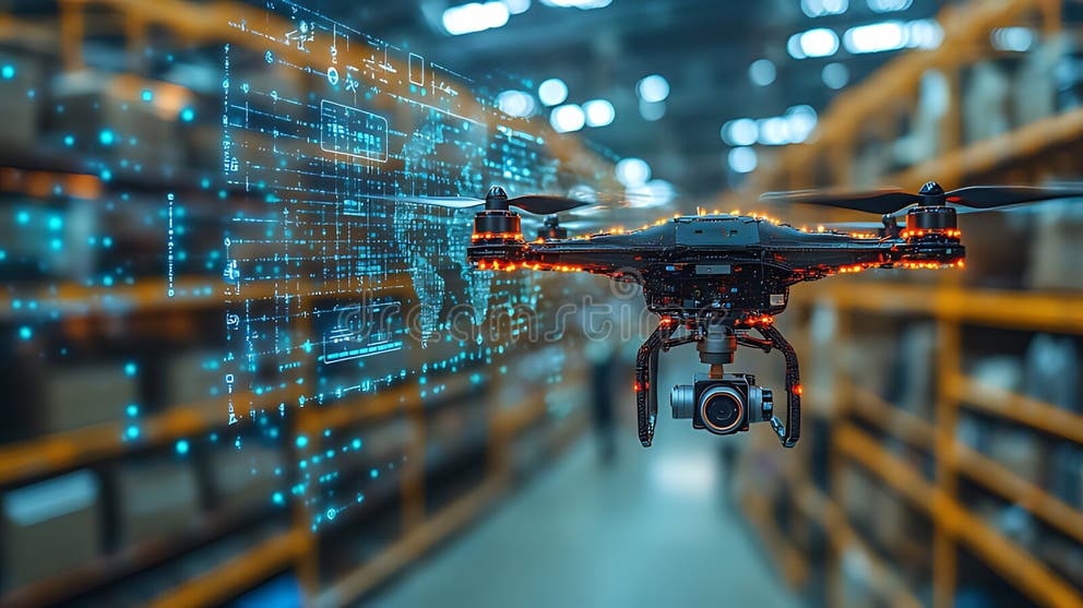Drone Warehouse Inventory Digital Mapping Stock Illustration ...