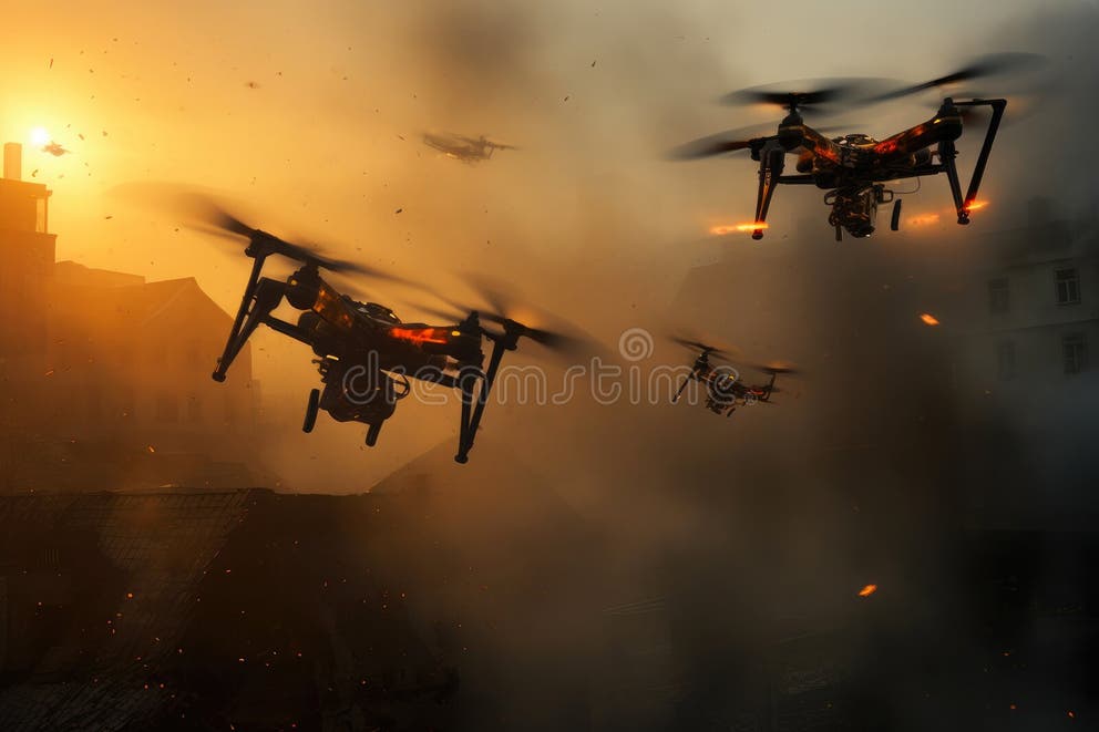 Drone Warfare: Precision Strikes from Above. Stock Illustration ...