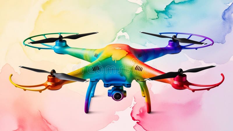 Drone Watercolor Rainbow Splash Stock Illustration - Illustration of ...