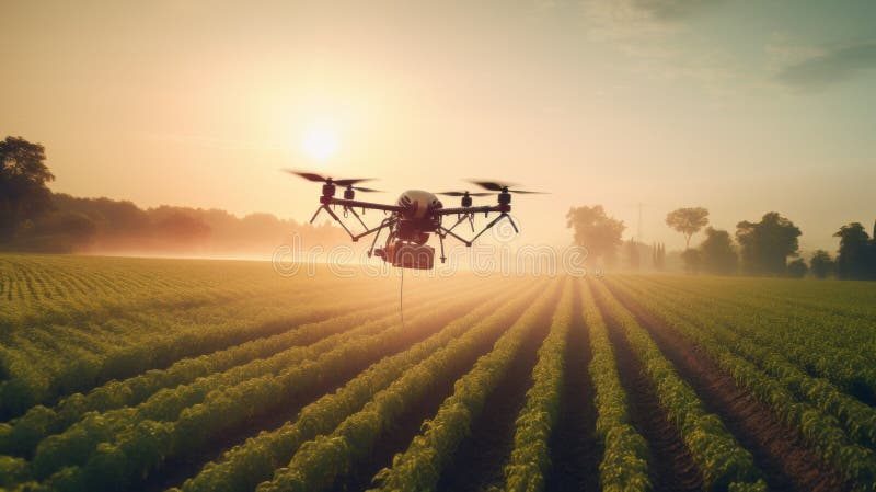 Drone Watering Field Created with Generative AI Technology Stock ...