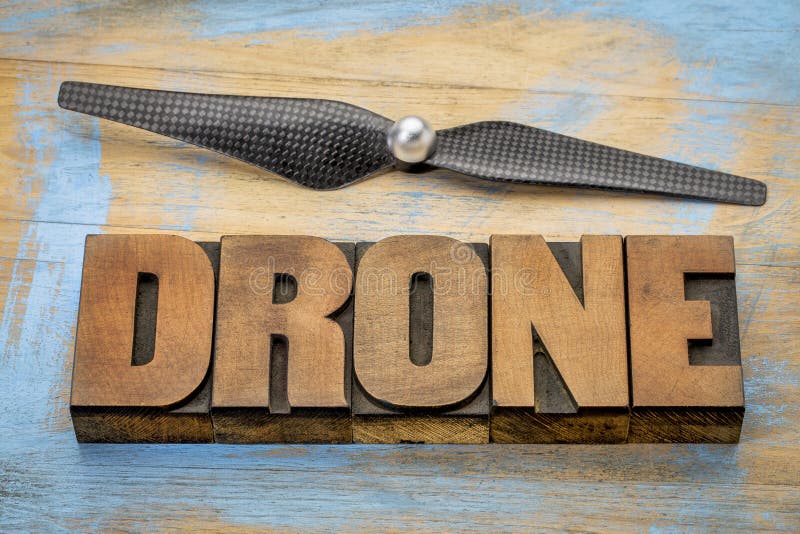 Drone Word Abstract in Wood Type Stock Image - Image of aircraft ...