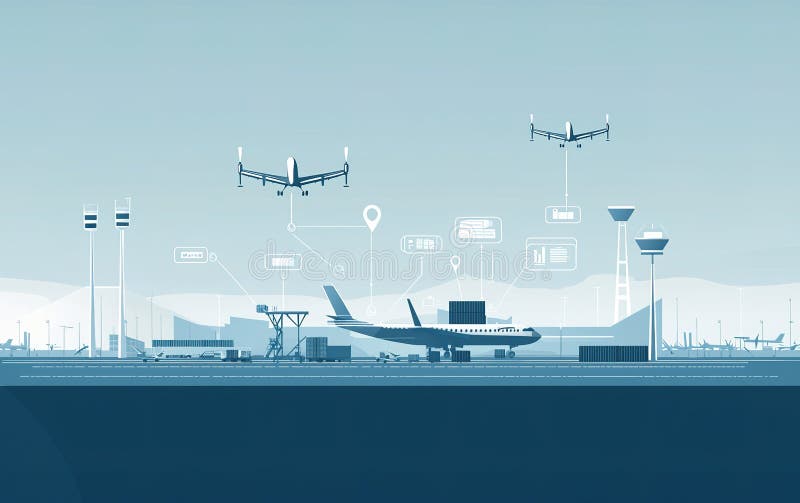 Drones and Aircraft Interact at a Modern Airport with Advanced ...