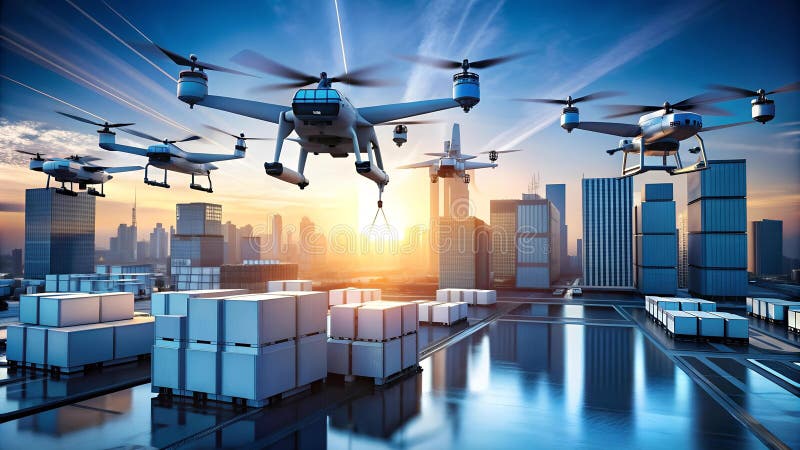 Drones and Data: the Future of Smart Logistics AI Generated Stock ...