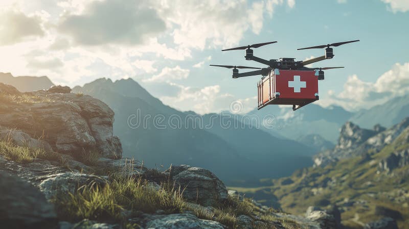 Drones Delivering Emergency Medical Supplies Stock Image - Image of ...