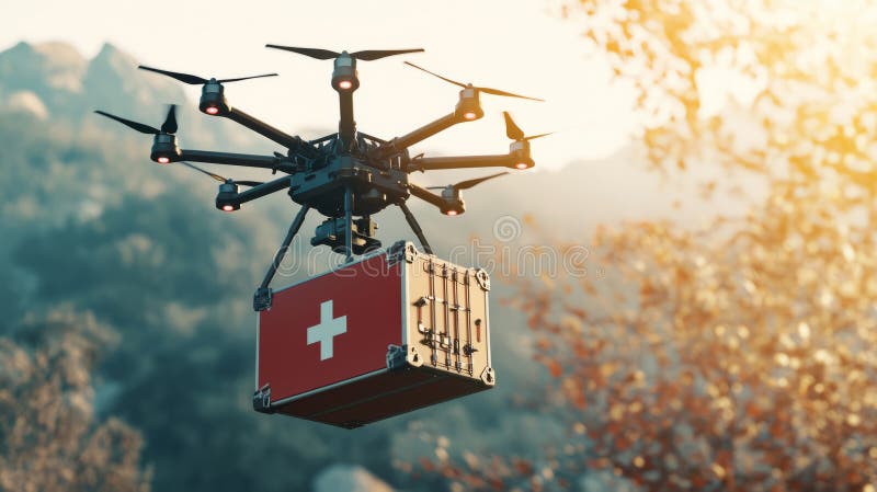 Drones Delivering Emergency Medical Supplies Stock Image - Image of ...