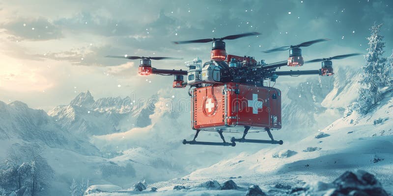 Drones Delivering Emergency Medical Supplies Stock Photo - Image of ...