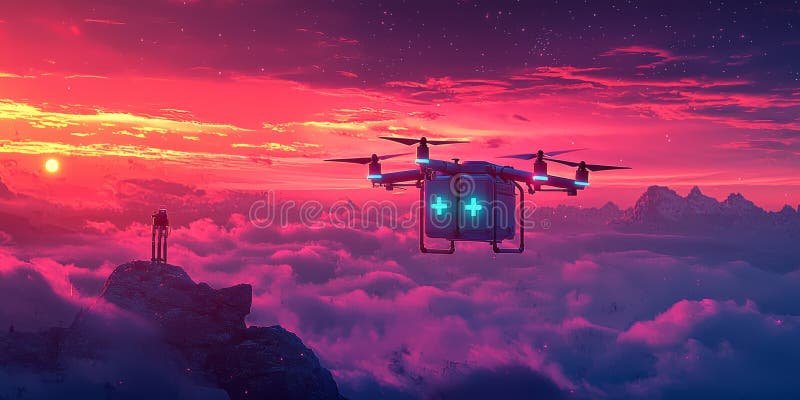 Drones Delivering Emergency Medical Supplies Stock Photo - Image of ...
