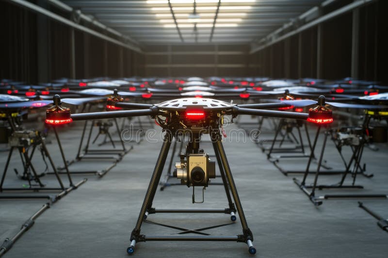 Drones Equipped for Precision Tasks in a High-tech Facility Stock Image ...