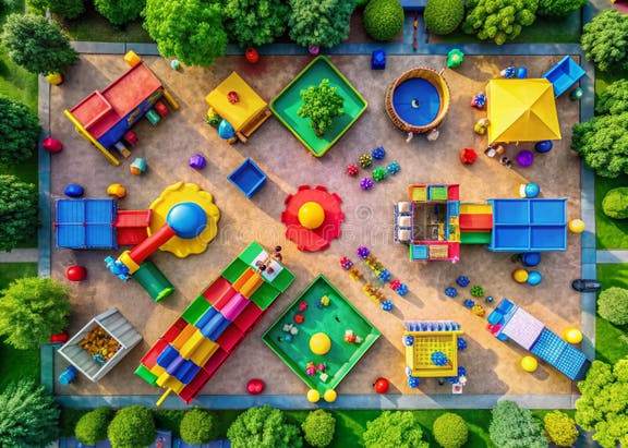 Drones Eye View Colorful Logic Toy Playground Encourages Creative ...