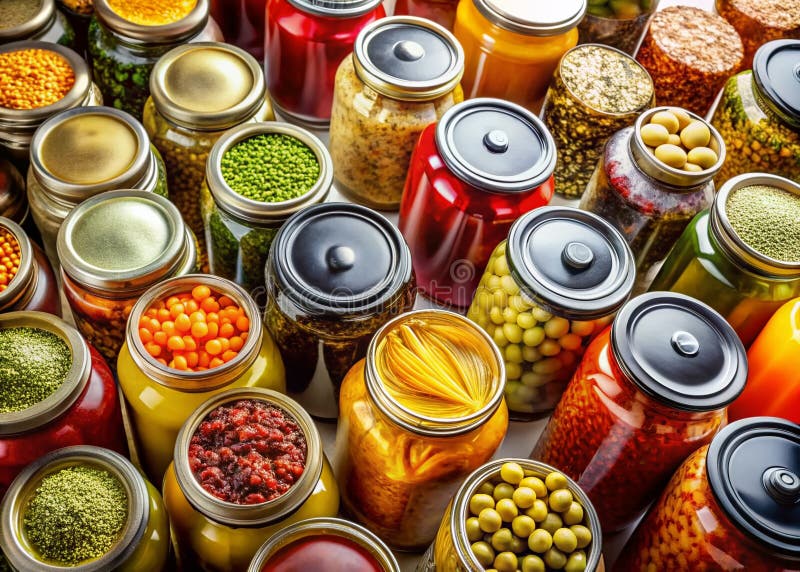 Drones Eye View a Comprehensive Pantry Inventory Stacked Canned Goods ...