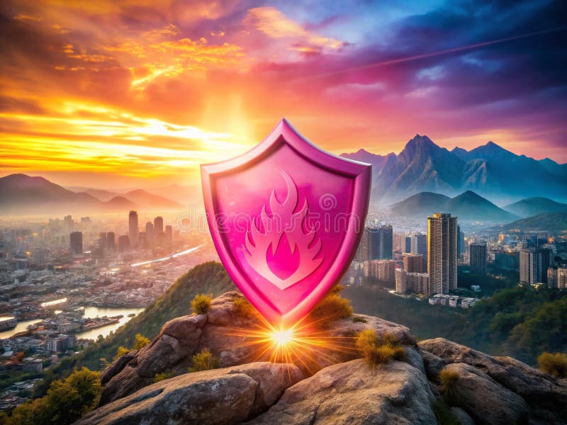 Drones Eye View a Pink Fire Shield Symbolizing Aerial Protection ...