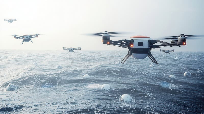 Drones Flying Over the Ocean, Possibly Involved in Cleanup Activities ...