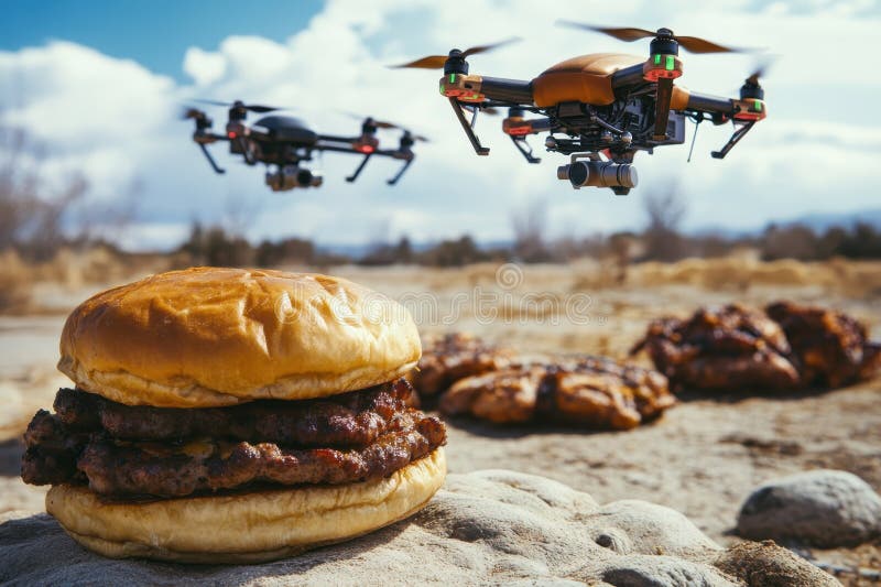 Drones Hover Above a Cheeseburger while Cookies Rest in the Desert ...