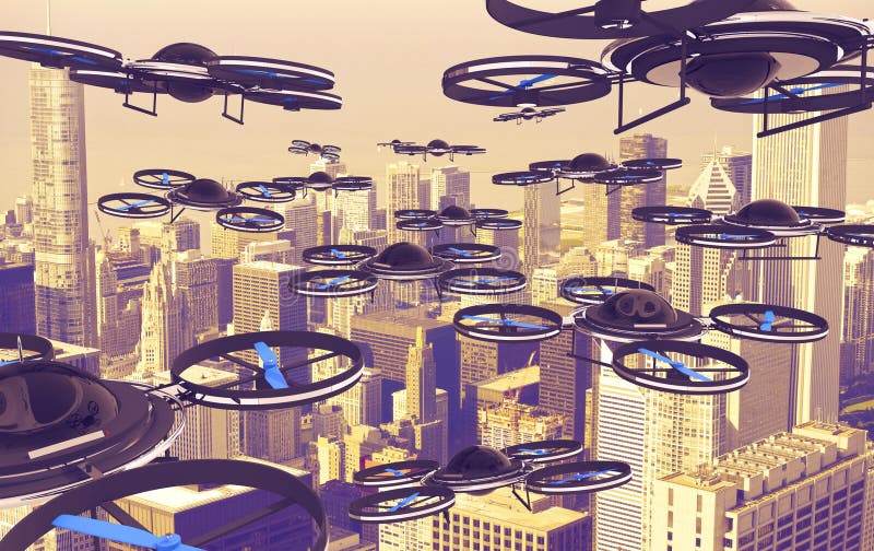 Drone Privacy Issues stock illustration. Illustration of chopper - 43583687