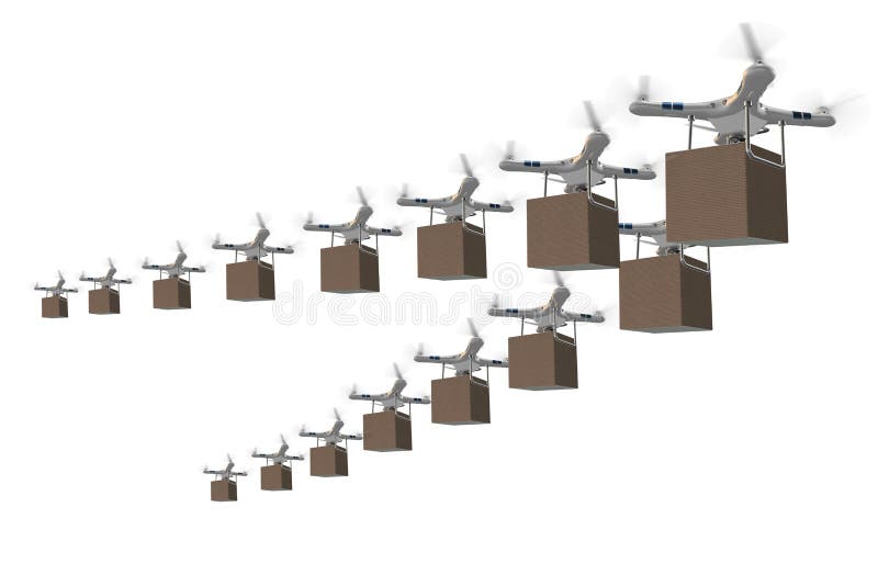 The Drones in Package Delivery Concept - 3d Rendering Stock ...