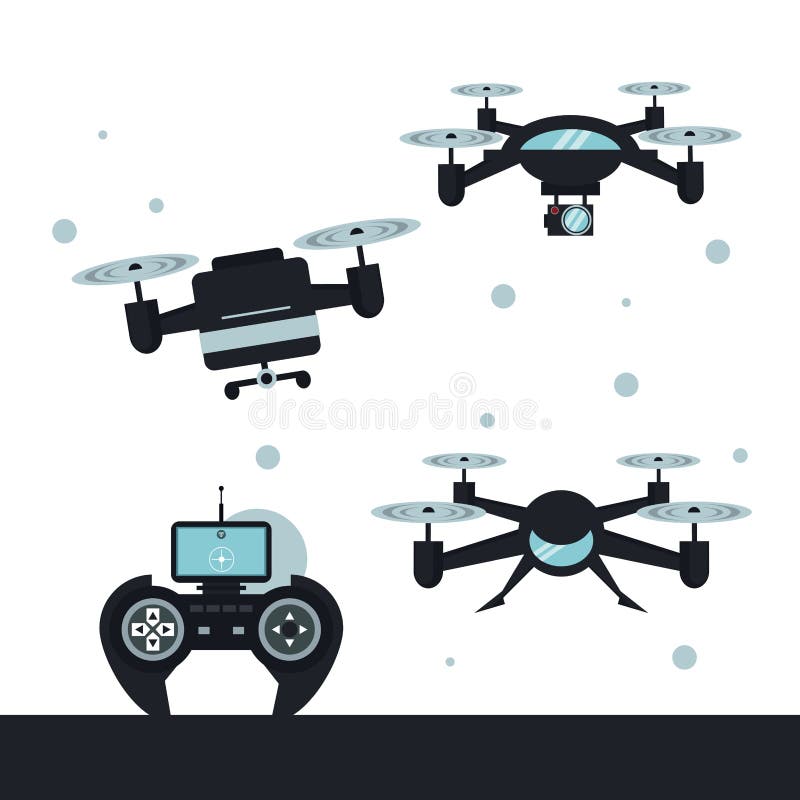 Drones and remote control stock vector. Illustration of logistic ...
