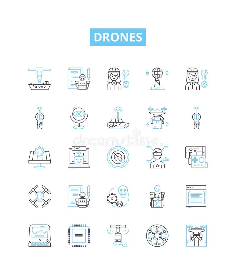 Drones Vector Line Icons Set. Drones, Quadcopters, UAVs, Flying Robots ... Drones Vector Line Icons Set. Drones, Quadcopters, UAVs, Flying Robots ...