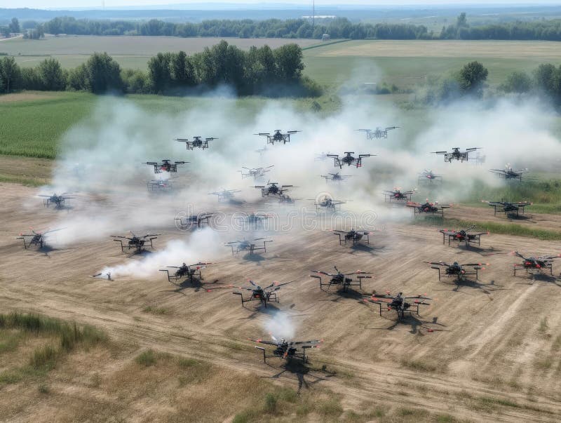 Drones Working Together with AI Coordination Stock Illustration ...