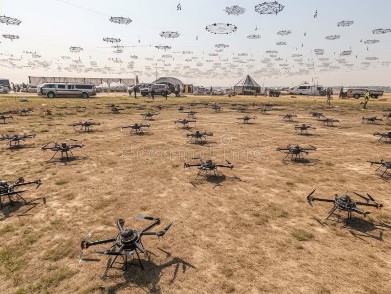 Drones Working Together with AI Coordination Stock Illustration ...