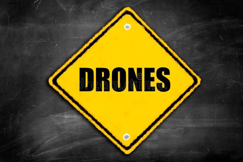 Drones Written on Caution Sign Stock Image - Image of redirect, detour ...